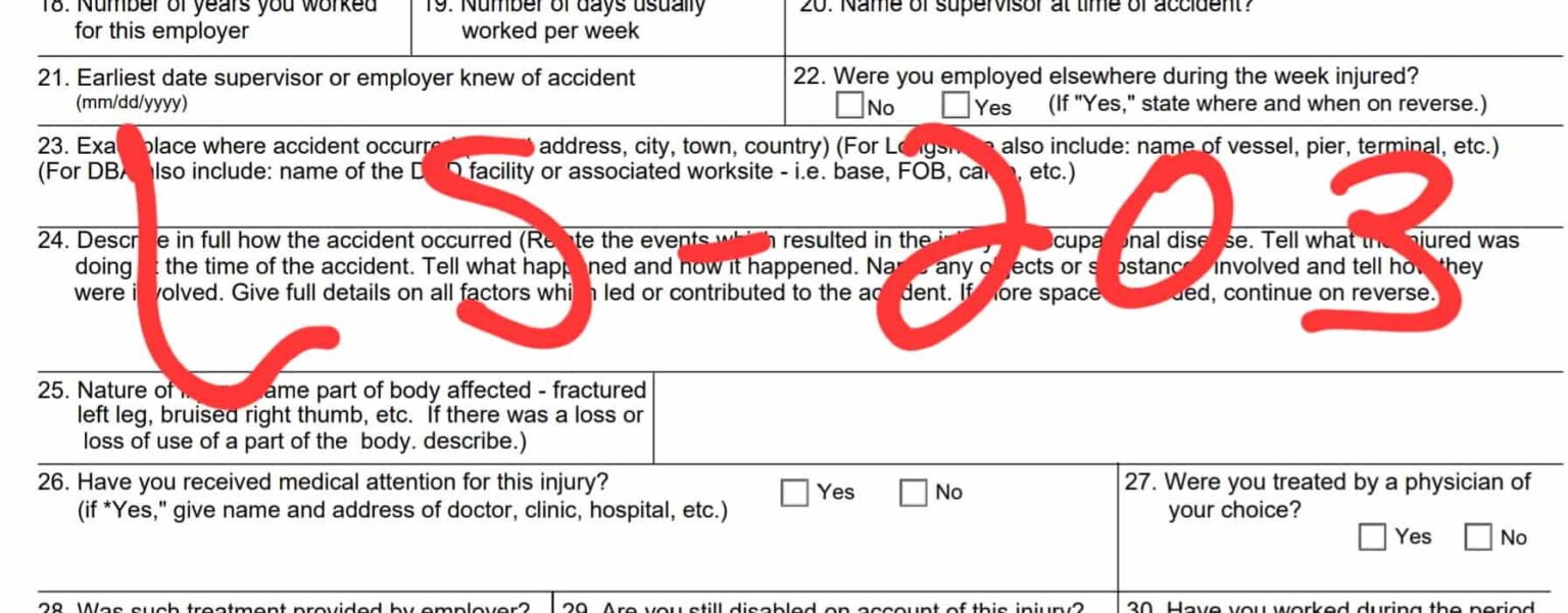 LS-203 Form for Longshore Accidents - Longshore and Harbor Workers ...